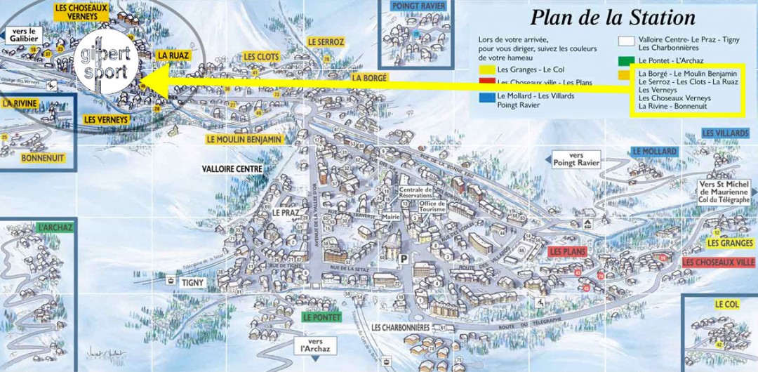 Plan-village-Valloire-sans-legende-les-Verneys - Gilbert Sports Valloire